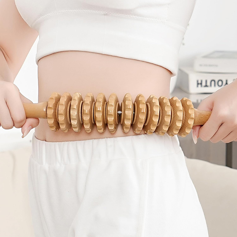 Wooden Manual Massage Roller Stick-Deep Tissue Muscle's Relief - Greenheron